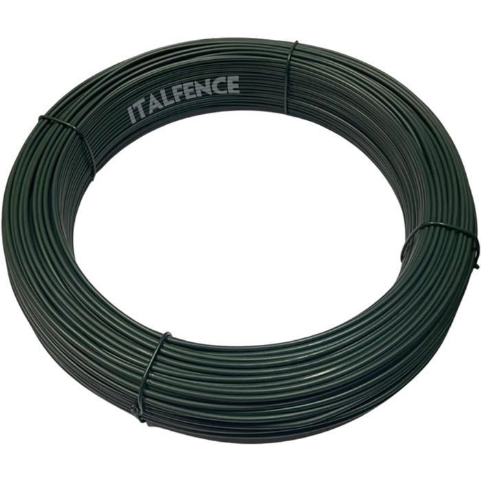 Fil de fer vert, galvanisé et plastifié, fil d'attache clôture, 100m ...