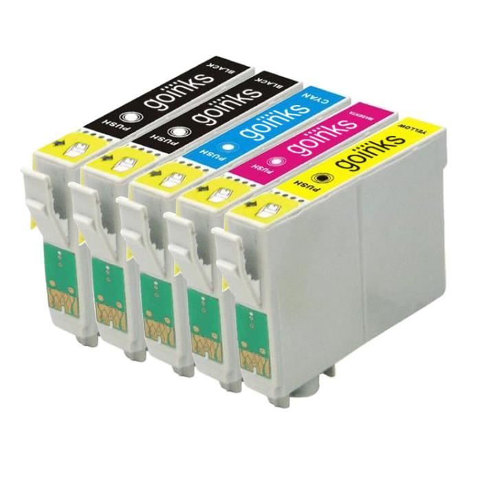 1 Go Inks Ensemble de 4 + Noir Cartouches d'encre à remplacer Epson ...