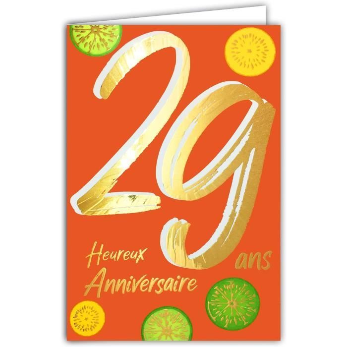 Carte Anniversaire 29 Ans En Or Doré Brillant En Relief Texturé-Homme ...