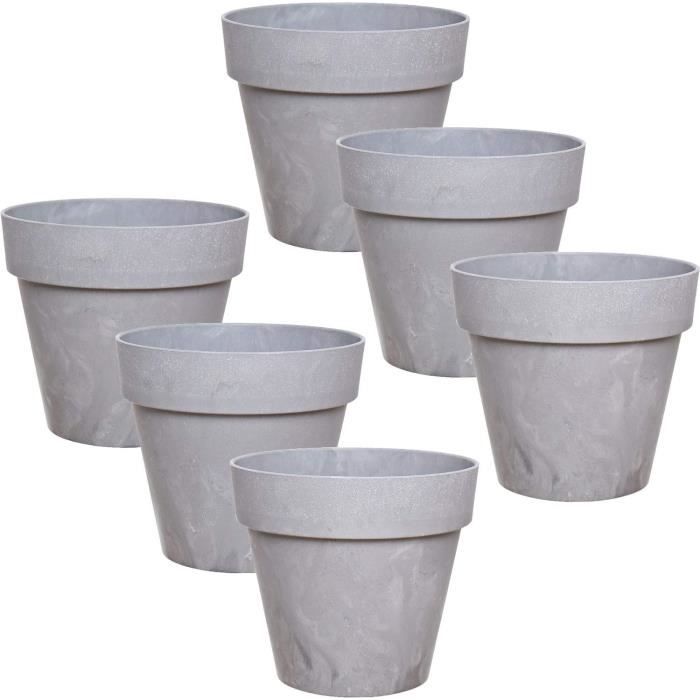 Pot De Fleur Plastique 6x12 Cm - Aspect Béton Gris Clair - Cache Pot ...