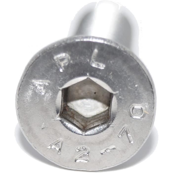 Lot De 25 Vis À Tête Fraisée Avec Six Pans Creux M8 X 35 Iso 10642 A2 ...