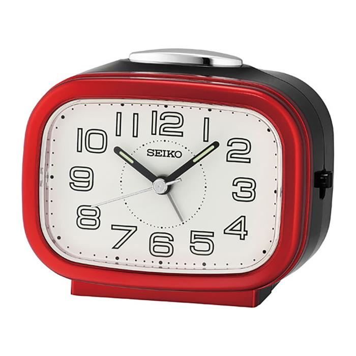 Réveil - SEIKO - Réveil en plastique noir et rouge - Silencieux ...