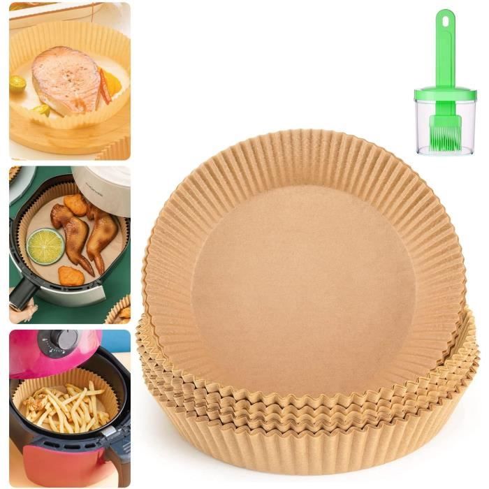 100 Pcs Marron Papier Sulfurisé Rond Papier Cuisson Pour Air Fryer ...