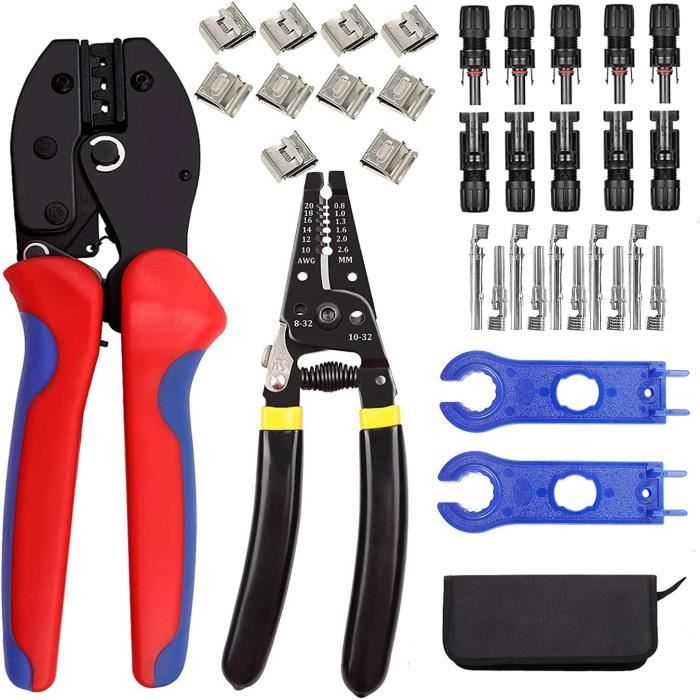 Kit d'outils de Pince a Sertir Solaires Pour Panneau Solaire 2,5-4,0-6,0 mm²,1 pince à sertir, 1 ...