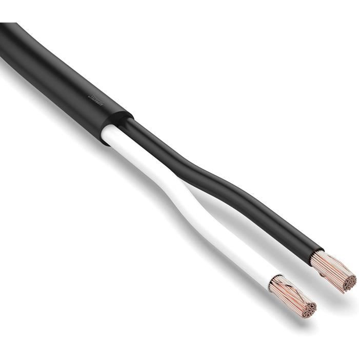 Câble De Véhicule 20 M - 2 X 1,5 Mm² - Câble Rond 2 Fils Noir-Blanc ...