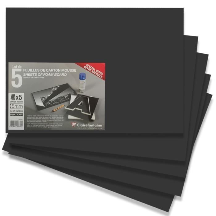 Cartons plume A3 - Noir - 5 mm - 5 planches - Travaux graphiques ...