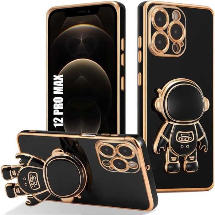 Coque de protection - TPU - iPhone 12 Pro Max - Souple - Motif Astronaute - Noir - Cdiscount ...