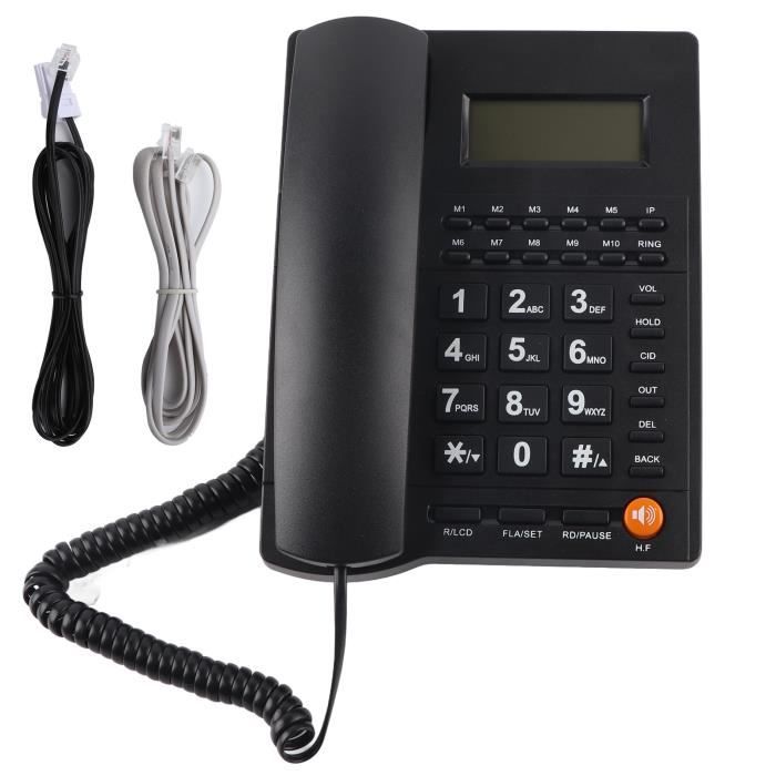Téléphone filaire de bureau L019 Téléphone Filaire Fixe de Bureau avec Grand Bouton pour Hôtel ...