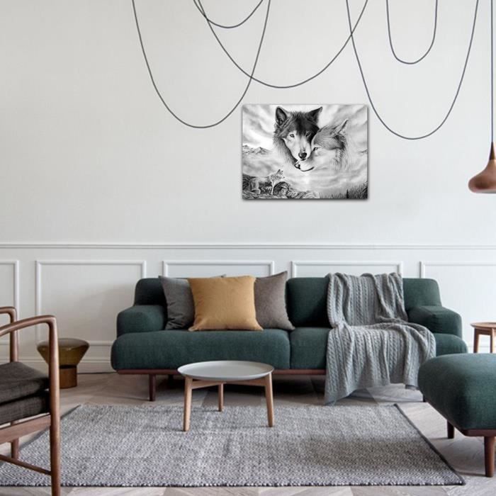 Peinture sur toile de loup cadre cadre Animal Loup Toile Peinture ...