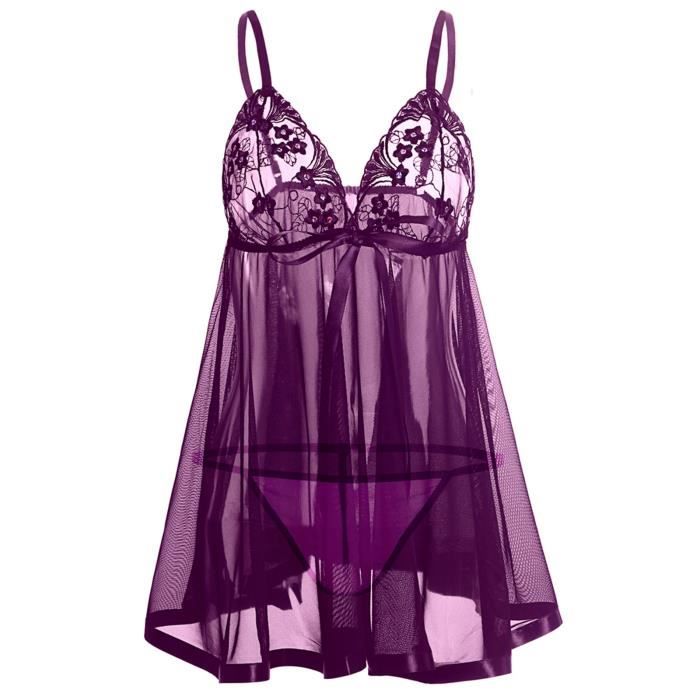 Sasaquoy Sexy Plus Size Lingerie Dentelle Bow Vêtements De Nuit Pyjamas