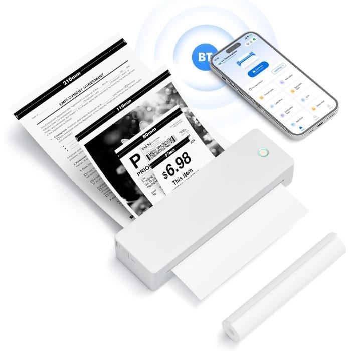 A4 Imprimante Thermique, Mini Imprimante Pour Téléphones Et Ordinateurs ...