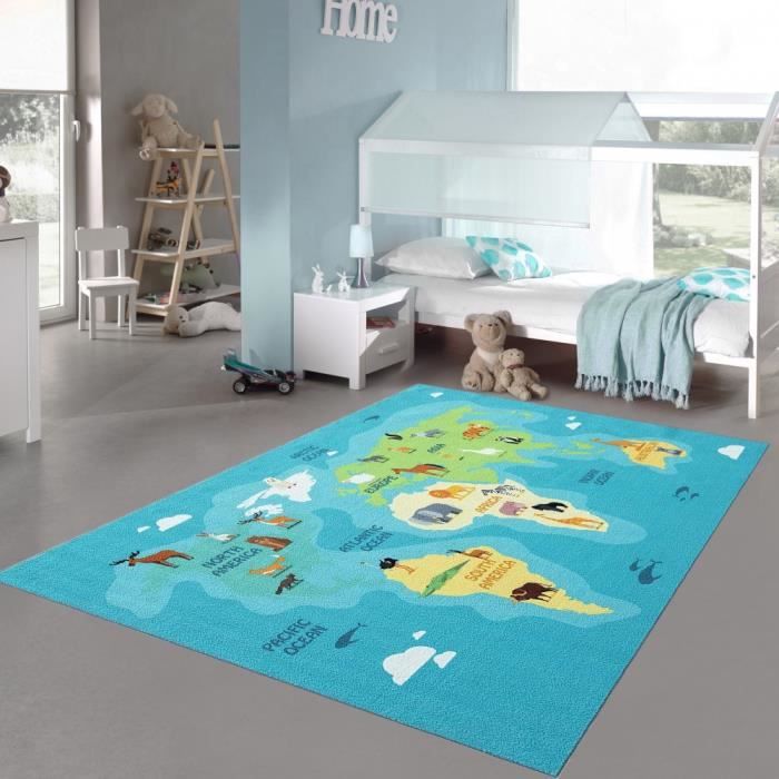 Tapis d'apprentissage pour enfants - TEPPICH-TRAUM - Carte du Monde ...