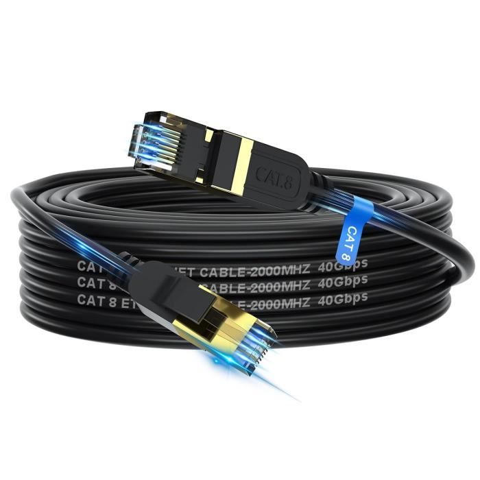 Câble Ethernet Cat 8, 10 M, Haut Débit, Robuste 26 Awg Cat8, 40 Gbit-S ...