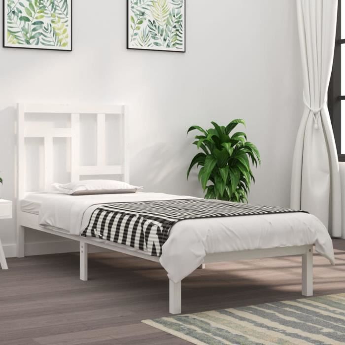 TRU Structure de Lit pour Matelas 75 x 190 cm, Lit Simple en Bois de ...