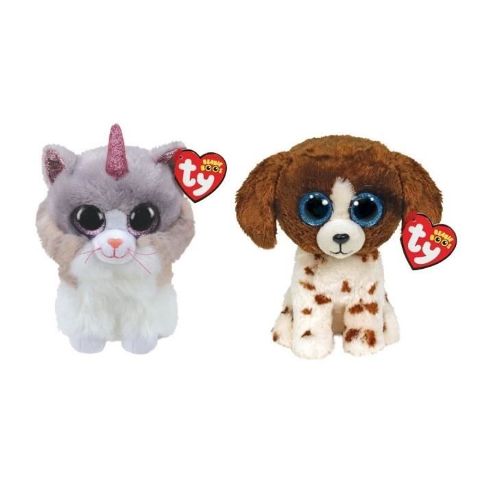 Ty - Peluches - Beanie Boo's - Asher Chat & Muddles Chien - Cdiscount ...
