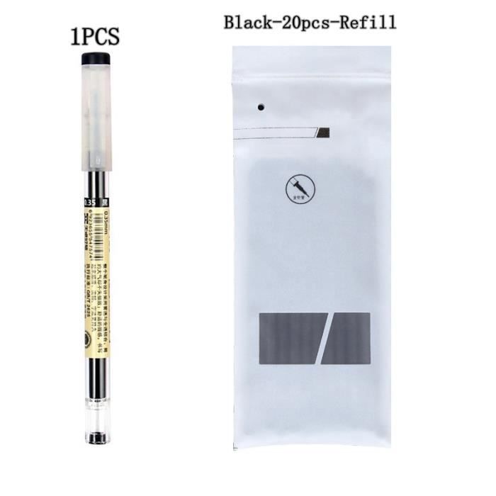 STYLO - PARURE DE STYLO,Black-1pen-20Refill--Ensemble de stylos à Gel 0 ...