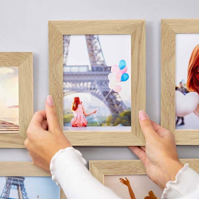 Cadre photo 13 x 18 cm bois chêne, cadre large bord, lot de 10 cadres ...