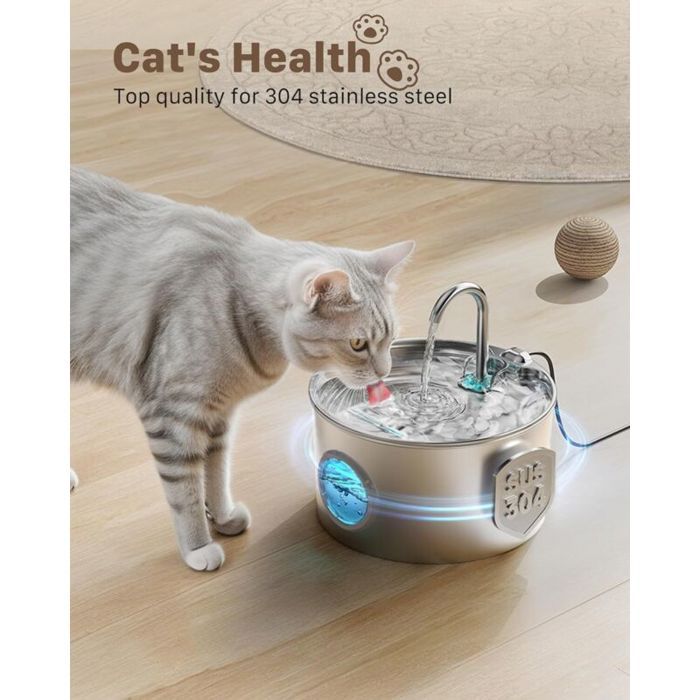 Fontaine a Eau Chat INOX: 2,2L Fontaine à Eau pour ChatDistributeur ...