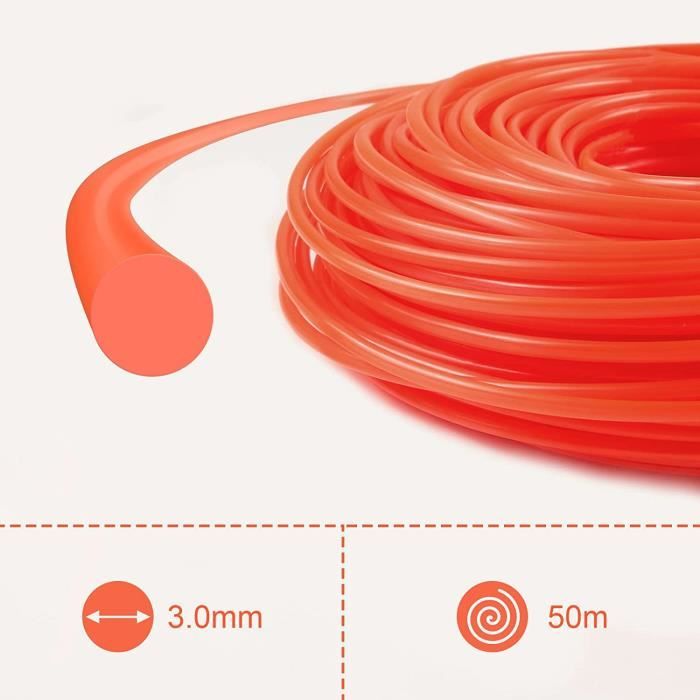 Fil Coupe Bordure,3,0mmx50m Fil Nylon Rond pour Coupe,Fil de Coupe de ...