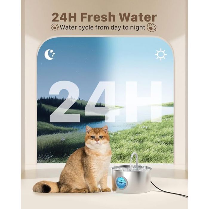 Fontaine a Eau Chat INOX: 2,2L Fontaine à Eau pour ChatDistributeur ...