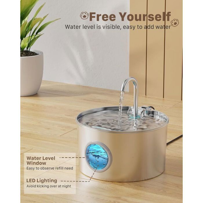 Fontaine a Eau Chat INOX: 2,2L Fontaine à Eau pour ChatDistributeur ...