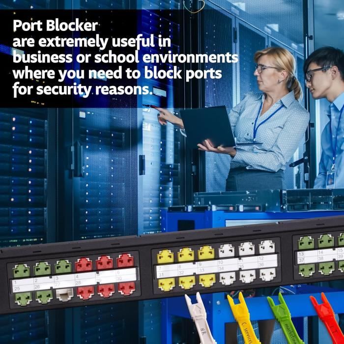 NTW Bloqueur de Port RJ45 et Cache-poussière,Verrouillage de Port ...