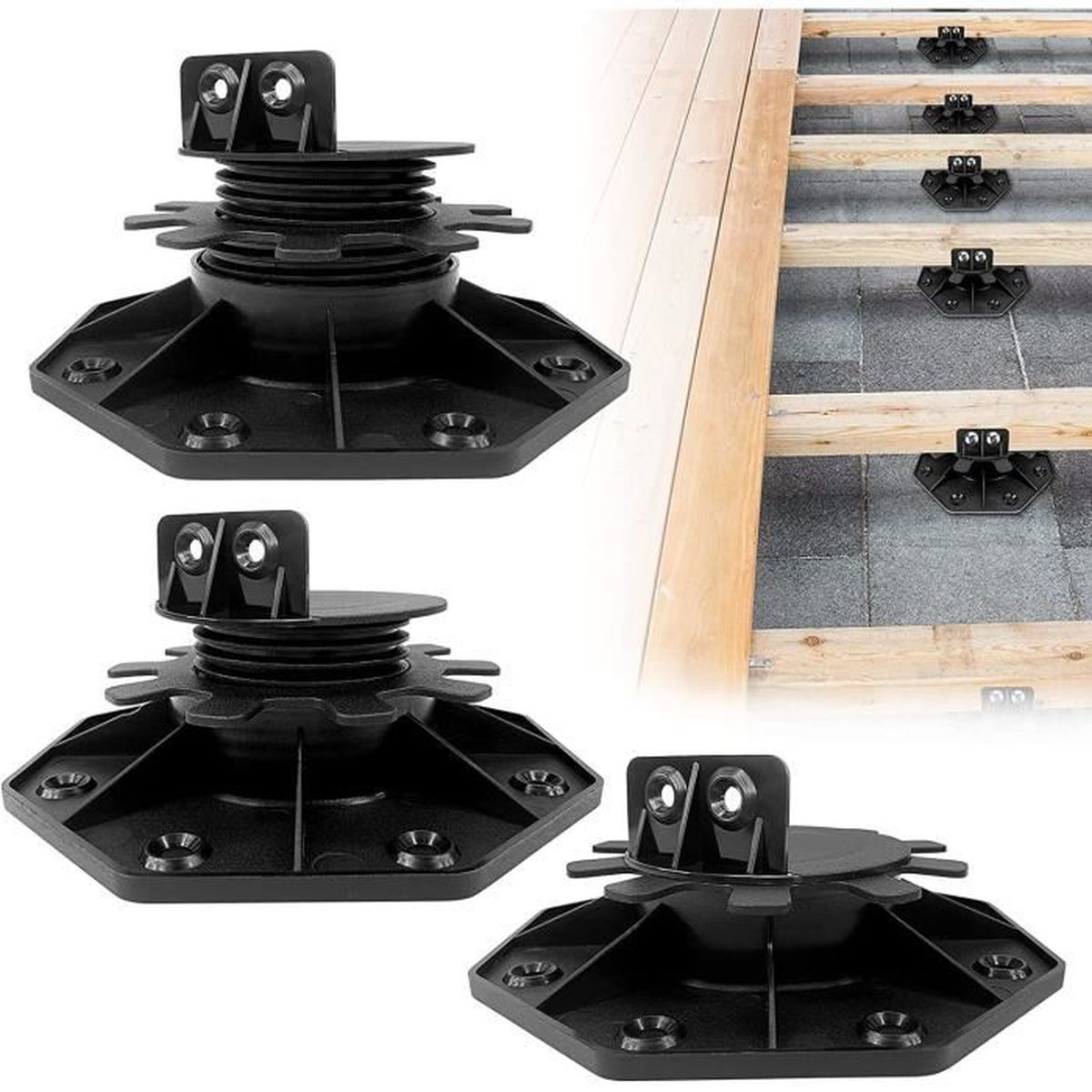 LARS360 Lot de 20 plots de terrasse réglables en hauteur - En plastique ...