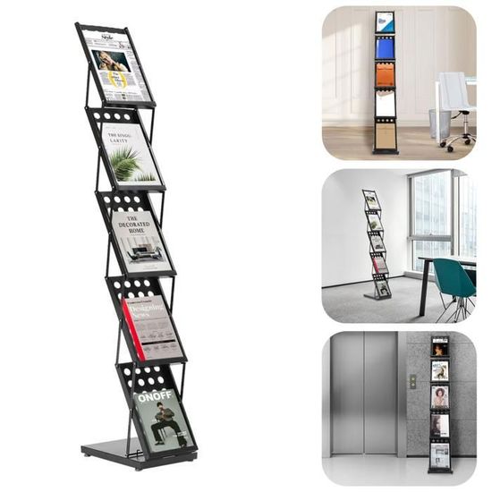Porte-Magazines en Fer - Porte-Revue à 5 Niveaux - Étagère à Livres ...