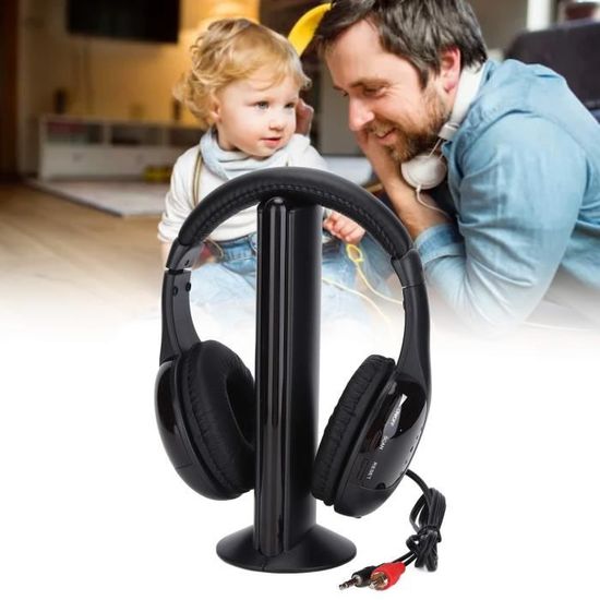 ROM Casque Fil 5 En 1, Deep Bass Fm Radio Over Ear Casque Fil Hifi Avec ...