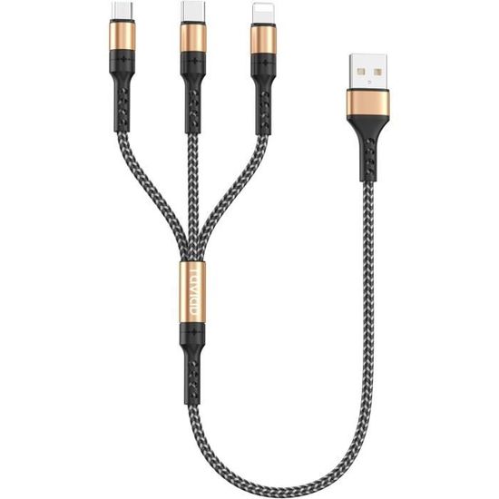 Câble Chargeur Multi Embout Court [50Cm], 3 En 1 Câble Universel Cable ...