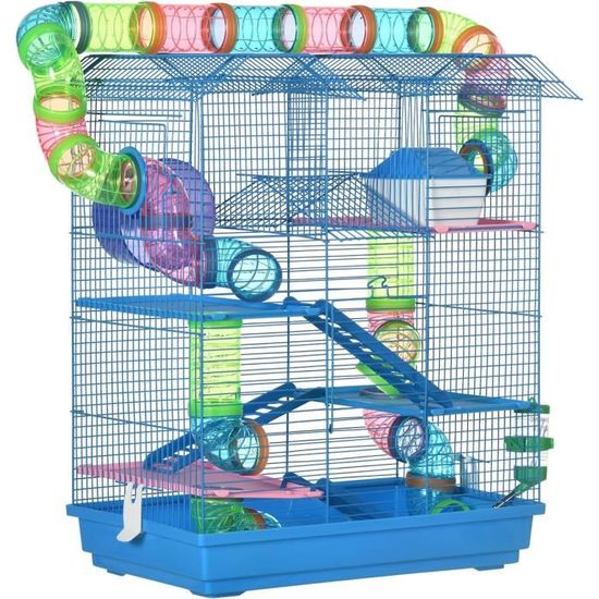 PawHut Cage pour Hamster Souris Petit Animaux Rongeur avec Tunnel ...