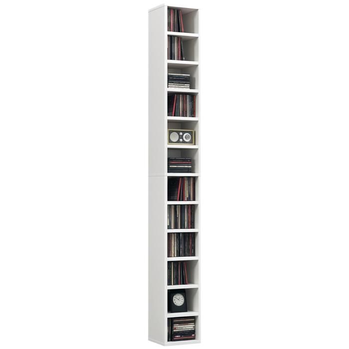 Rangements pour CD et DVD HOMCOM meuble colonne de rangement avec 12 ...