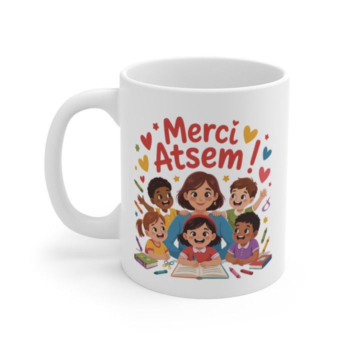 Mug Merci ATSEM École Maternelle – Cadeau Fin d’Année – Illustration ...