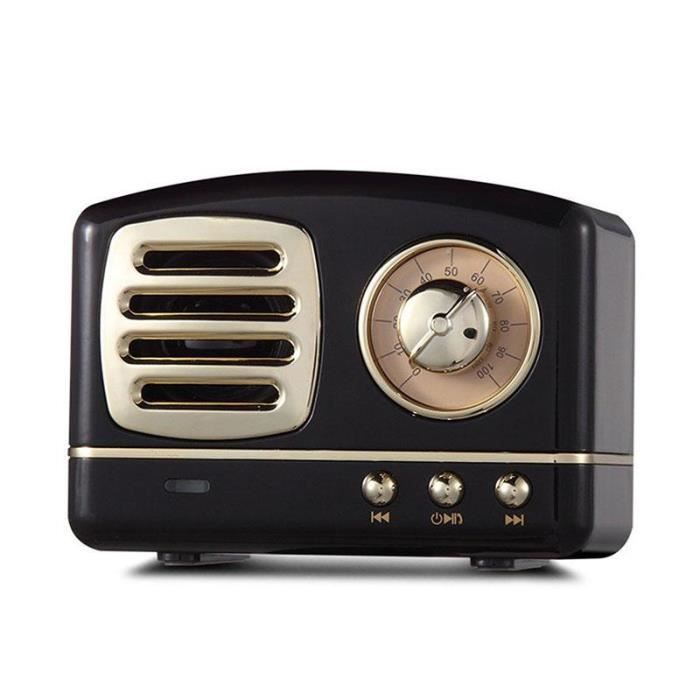 Le noir - parleur stéréo Bluetooth V4.1, rétro, Portable, sans fil ...
