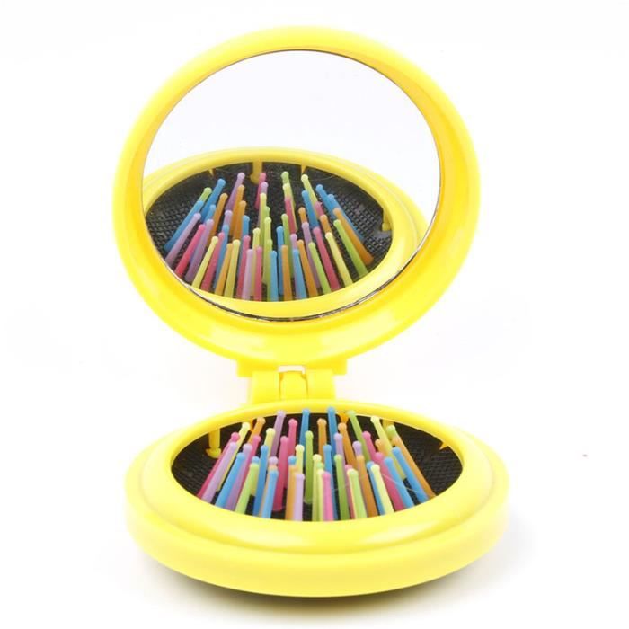 Jaune-Peigne Pliant Portable De Poche Rond, Mini Peigne Rond Pliant ...