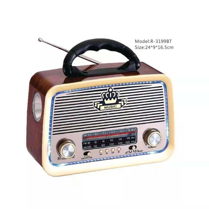 Rétro 3 - Radio rétro sans fil Bluetooth, Portable en bois pour l ...