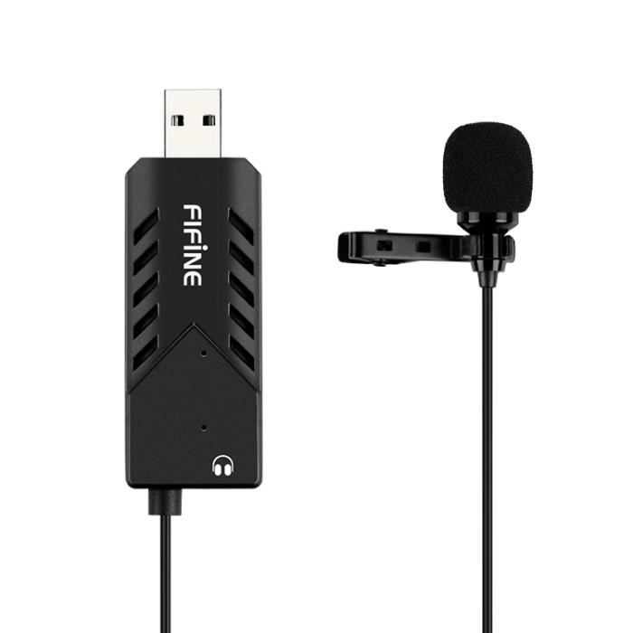 Le noir Microphone Lavalier à condensateur cardioïde, USB, plug and ...