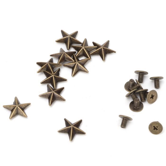 Rivet de vêtement 10 pièces en métal étoile goujon Rivet vis à pointe ...