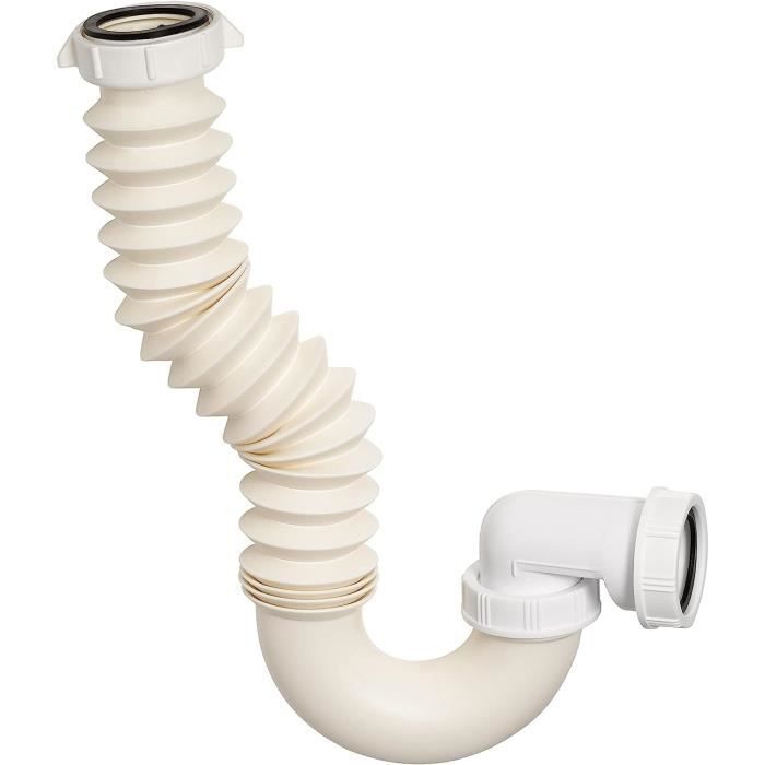 30720029 Siphon d'Évier avec Raccord d'Évacuation Extensible, Blanc[499 ...