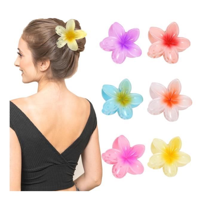 6 Pieces Petite Pince Fleur Cheveux Multicolore Flower Claw Clips Plumeria Flower Hair Clips for Women Flower Hair Clips Claw Cdiscount Au quotidien