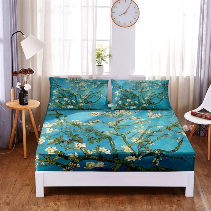 Mfg-27447 Drap de lit Double antidérapant en Polyester fleurs Roses ...