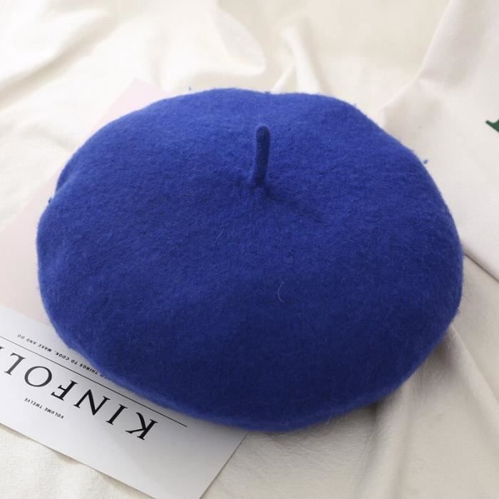 Bonnet,Béret en laine De coton mélangé pour femme, 23 couleurs, noir ...