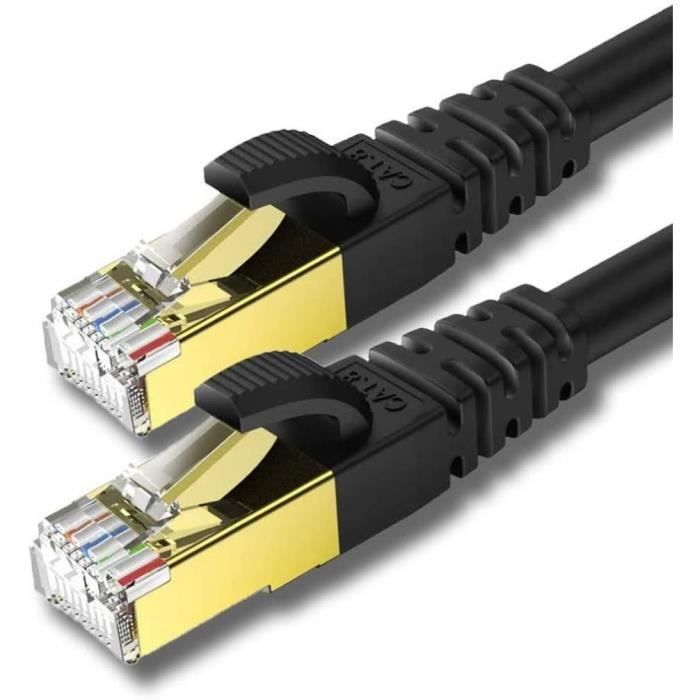 2M X 2 Pièces Pack Câble Ethernet Set Cat 8, Cable Internet Avec ...