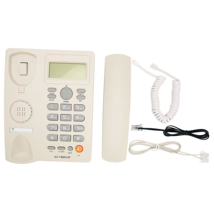 Téléphone filaire avec identification de l'appelant Numérotation abrégée fixe (blanc ...