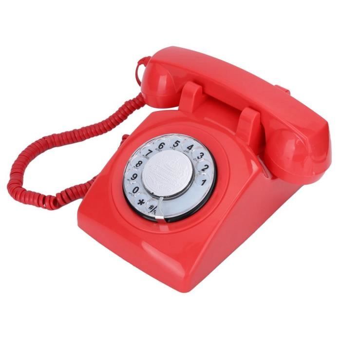 Fdit Téléphone à cadran rotatif CT‑N8019 Téléphone de Bureau Fixe à ...