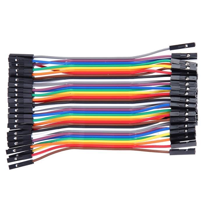 Qiilu Fil de raccordement femelle à femelle 10Pcs / Set Dupont Cable ...
