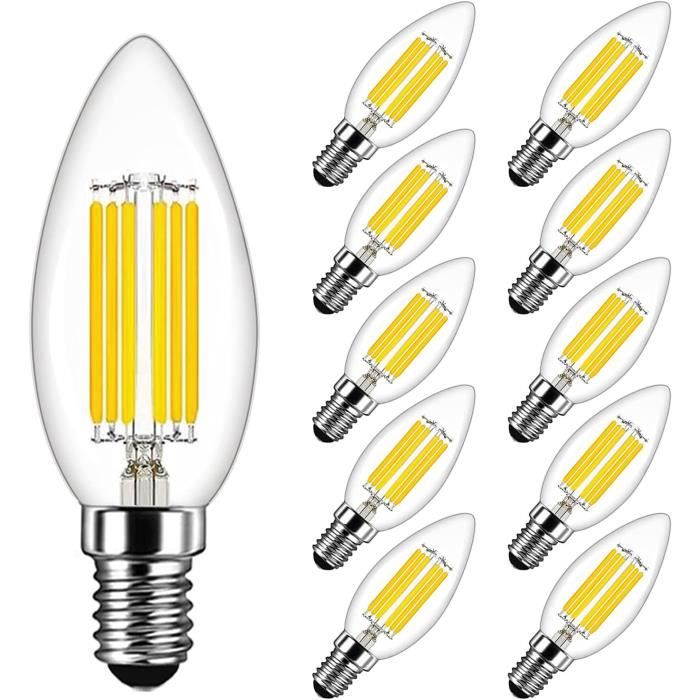 Ampoules Led Bougie Filament E14 6W Equivalent 60W 600Lumen, Blanc Froid 6500K, Ampoule Filament ...