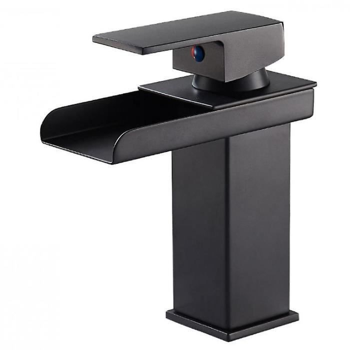 Le noir Robinet de lavabo robinet chaud et froid cascade noire sortie ...