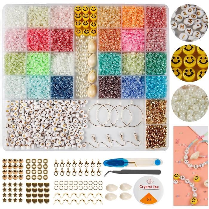Victse Perles pour Bracelet, 24 Couleurs 12000+ Pièce 3mm Perles pour ...