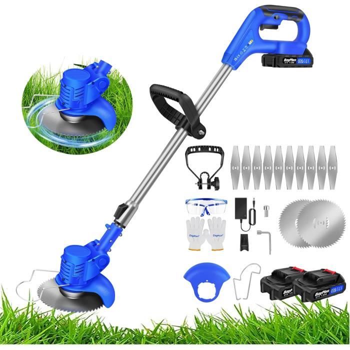 Debroussailleuse Electrique sans Fil 21V Coupe Bordure avec 2 Batterie et Chargeur, Coupe-Herbe ...